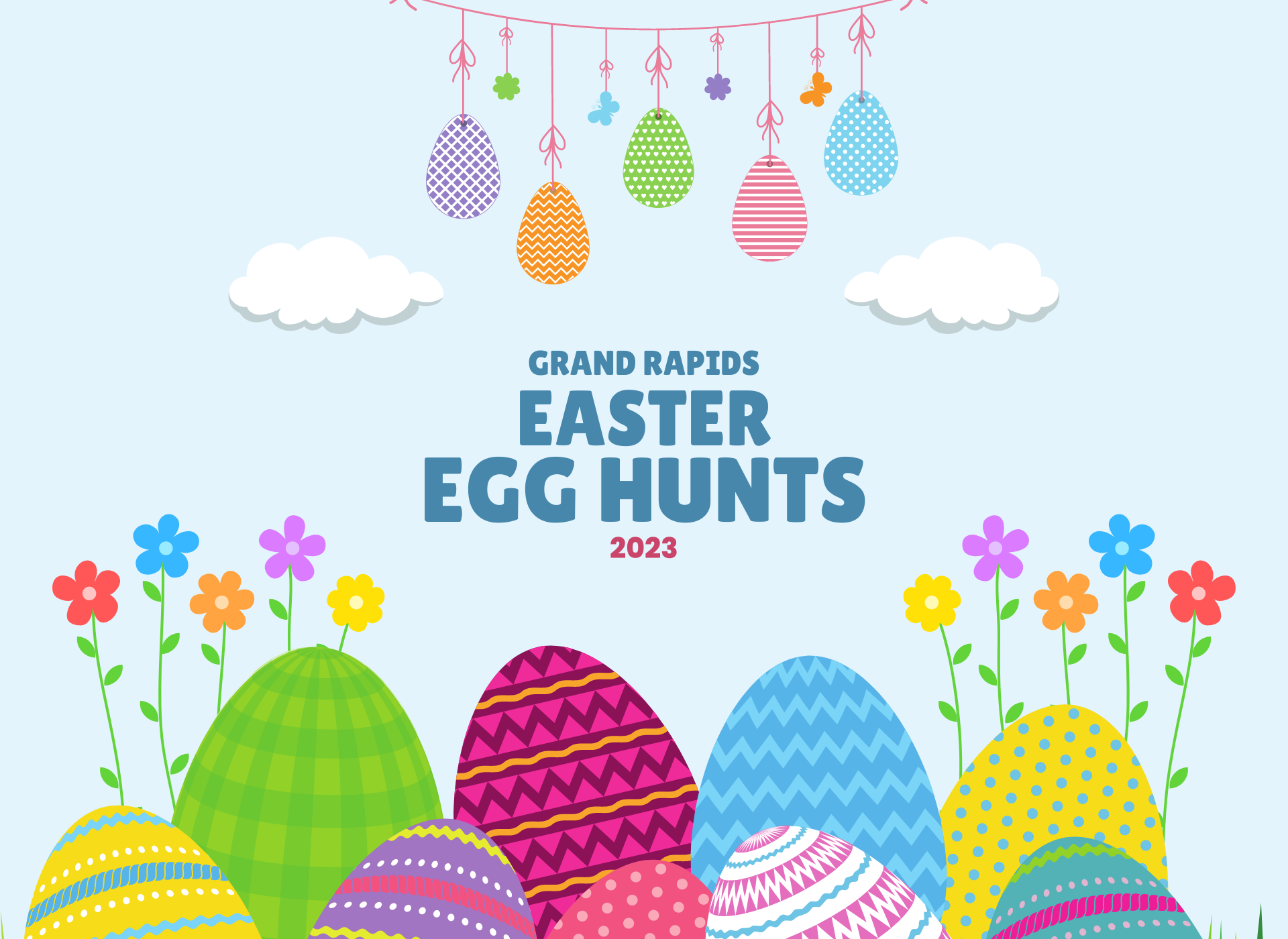 Blue Modern Easter Egg Hunt Flyer - Grand Rapids Neighborhoods